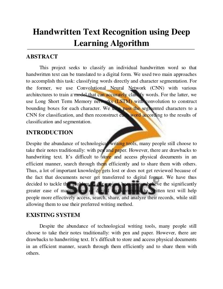 Handwritten Text Recognition Using Deep Learning Algorithm