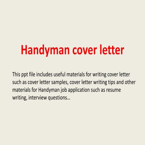 Handyman cover letter | PPTX
