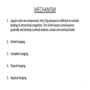 Hanging mechanism in forensic medicine-1 | PPTX