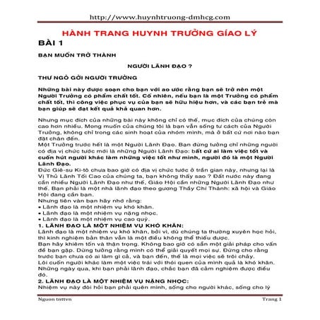 Hanh trang huynh truong giao ly | PDF