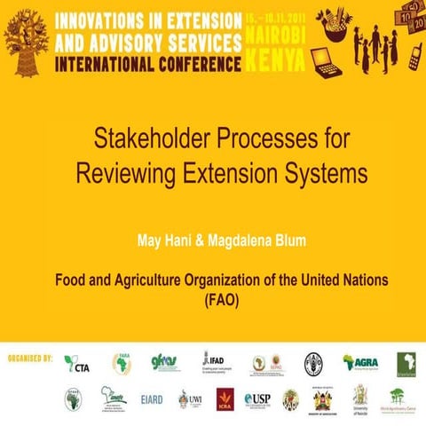 Stakeholder processes for assessment of extension systems: comparative ...