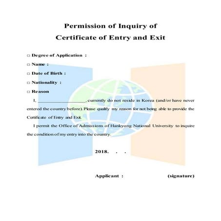 Hankyong university form 5 permission of inquiry of certificate of ...