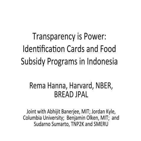 Transparency is Power: Identification Cards and Food Subsidy Programs ...