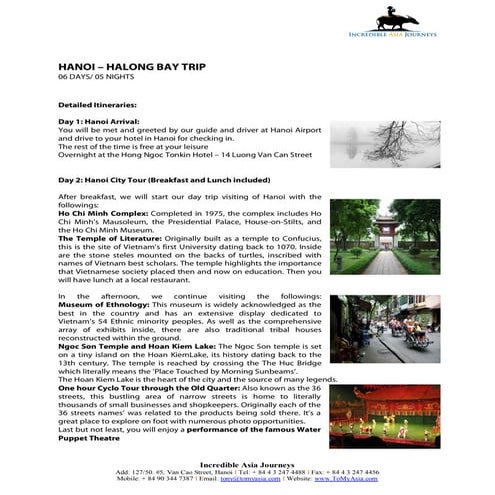 Hanoi - Halong Bay - 6 days 5 nights | PDF