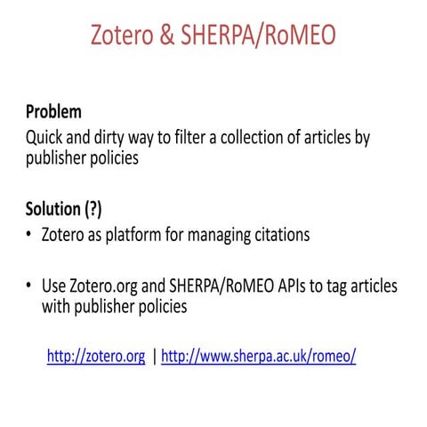 Zotero and Sherpa/RoMEO | PPTX