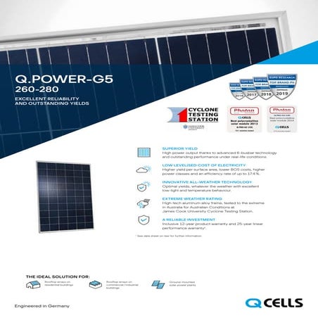 Q cell 275w Poly Q.Power G5 | PDF | Power and Energy Industry | Industries