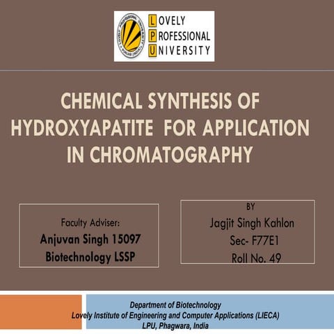 Hydroxyapatite synthesis and its chromatographic properties | PPT