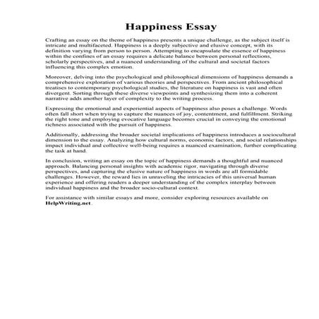 Happiness Essay | PDF