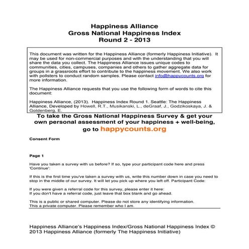 Gross National Happiness Index Round 2 - The Happiness Initiative ...