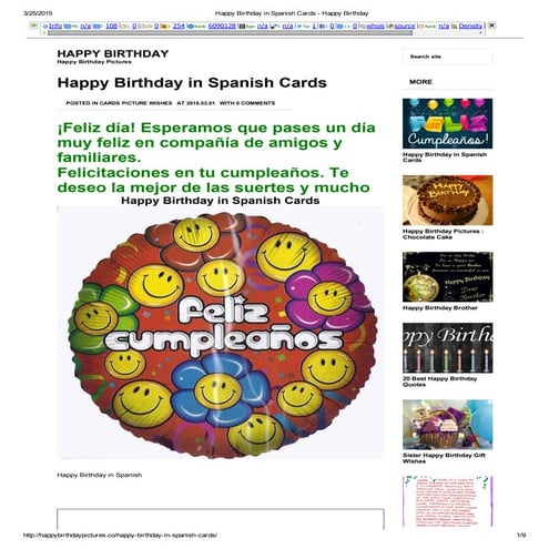 Happy birthday in spanish cards happy birthday | PDF | Gifts and ...