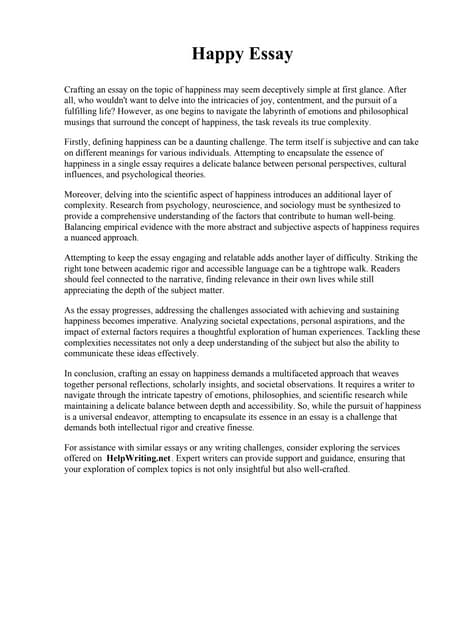 Happiness Definition Essay | PDF