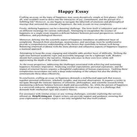 Happy Essay. Happiness Essay: Full Writing Guide with Examples | PDF
