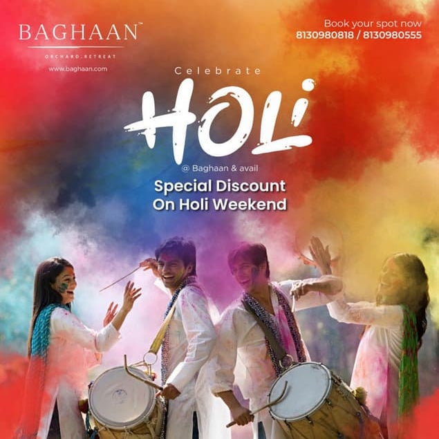 magic of Holi like never before at Baghaan Orchard Retreat! Book your ...
