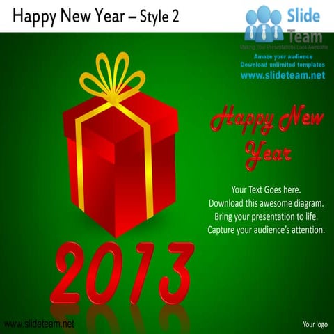 Happy new year style design 2 powerpoint slides. | PPT
