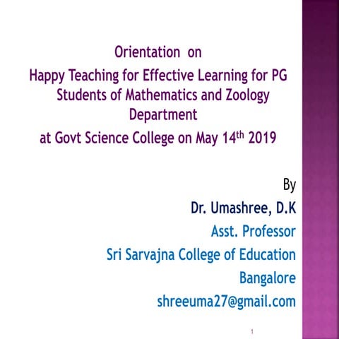 Orientation on Happy Teaching for Effective Learning 14-5-19 at Govt ...