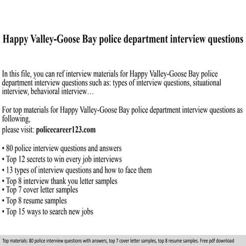 Happy valley goose bay police department interview questions | PPTX