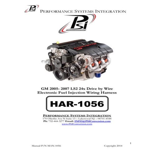 GM 2005- 2007 LS2 24x Drive by Wire Electronic Fuel Injection Wiring ...