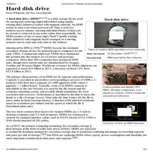 Hard disk drive | PDF