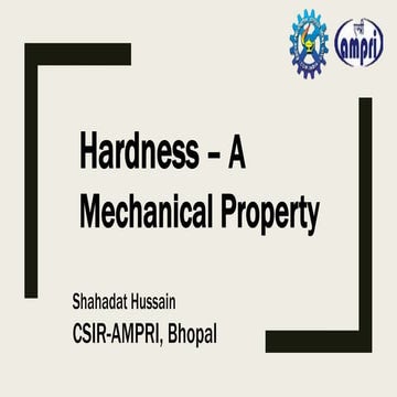 Hardness- A mechanical property | PPT