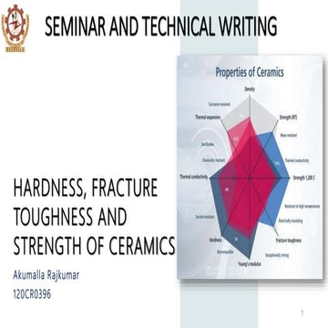 HARDNESS, FRACTURE TOUGHNESS AND STRENGTH OF CERAMICS | PPTX