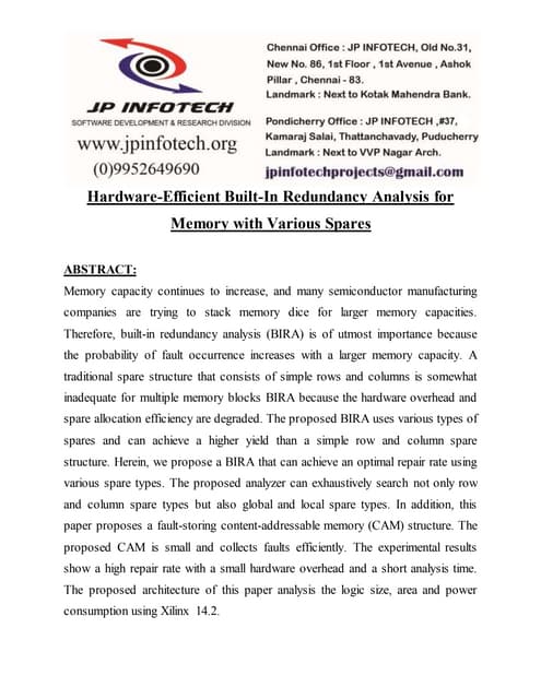 AN EFFICIENT MEMORY DESIGN FOR ERROR TOLERANT APPLICATION.pptx ...