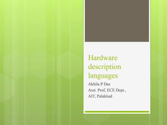 Hdl Hardware Description Language Presentation Ppt