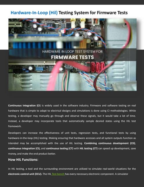 Hardware In Loop Hil Testing Syste For Firmware Testsppt Web Development Internet