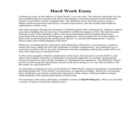 Hard Work Essay | PDF