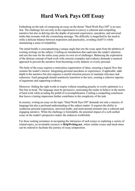 Essay On Hard Work | PDF
