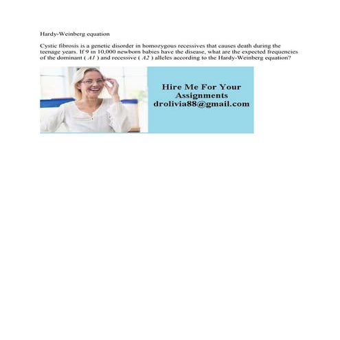 Hardy-Weinberg equation Cystic fibrosis is a genetic disorder in homoz.docx