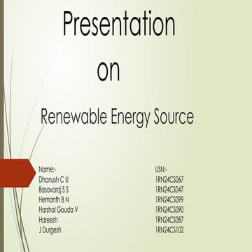 Presentation renewable energy resources | PPTX