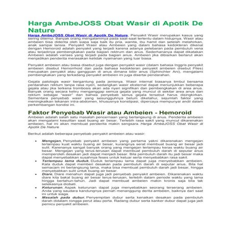 Harga ambe joss obat wasir di apotik de nature | PDF