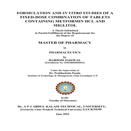 Formulation and In- Vitro Studies of Fixed-dose combination of tablets ...