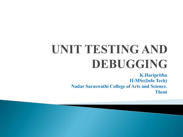unit testing and debugging | PPT unit testing and debugging | PPT