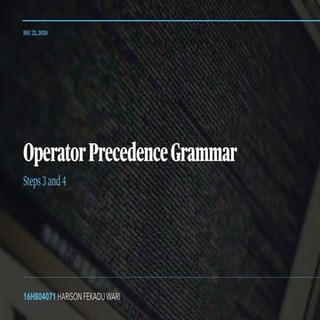 Operator Precedence Grammar Ppt