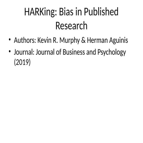 Harking and how to avoid it in research pub | PPTX
