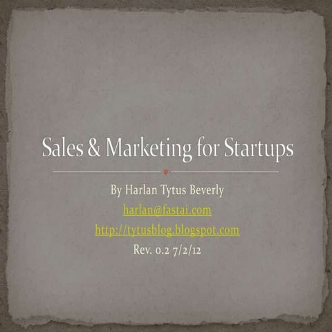 Sales and Marketing Basics for Startups | PPTX