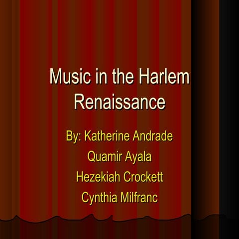 Harlem Renaissance Music and Dance | PPT | Jazz | Music