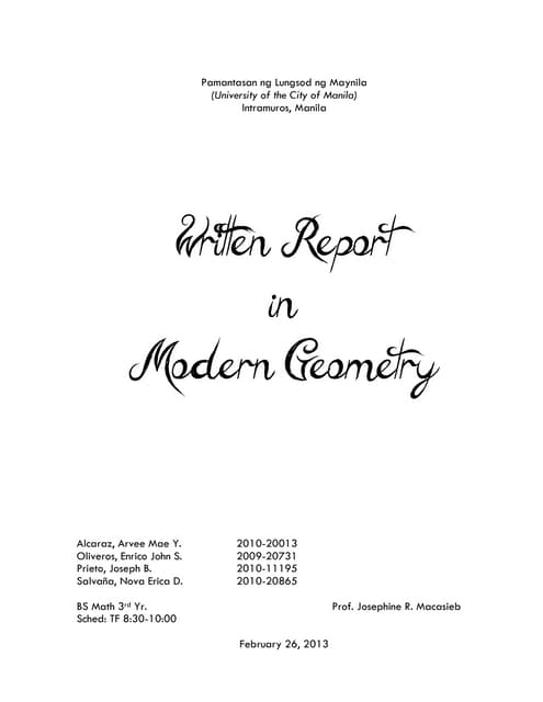 Pappus Geometry as one type of Finite Geometry | PPTX