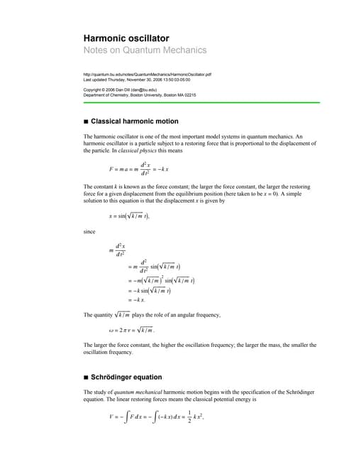 Quantum Harmonic Oscillator:Analytic method | PDF