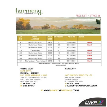 Harmony Stage 1 B Plan + Prices | PDF