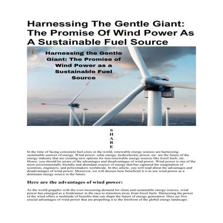 Wind Power: Advantages And Disadvantages As A Sustainable Fuel Source ...