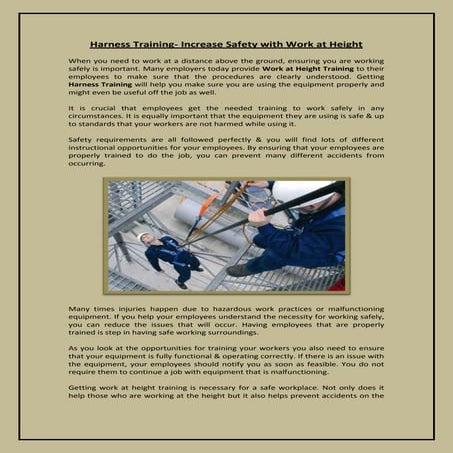 Harness Training- Increase Safety with Work at Height | PDF