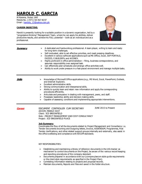 JSM Document Controller CV | DOCX
