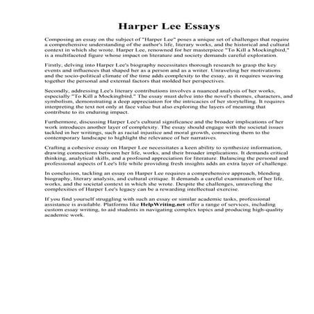 Harper Lee Essays | PDF