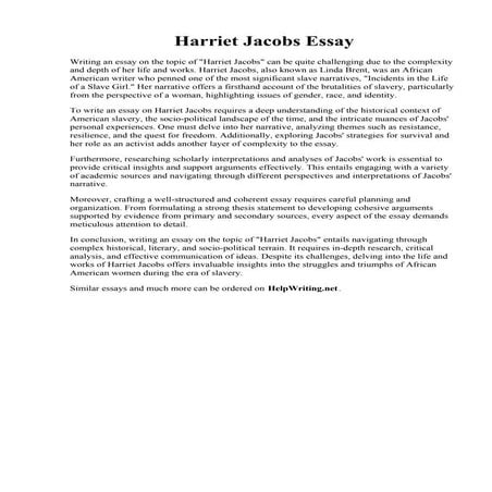 Harriet Jacobs Essay | PDF
