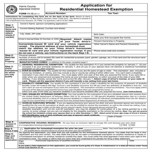 Harris County Homestead Exemption Form 2023 - Printable Forms Free Online