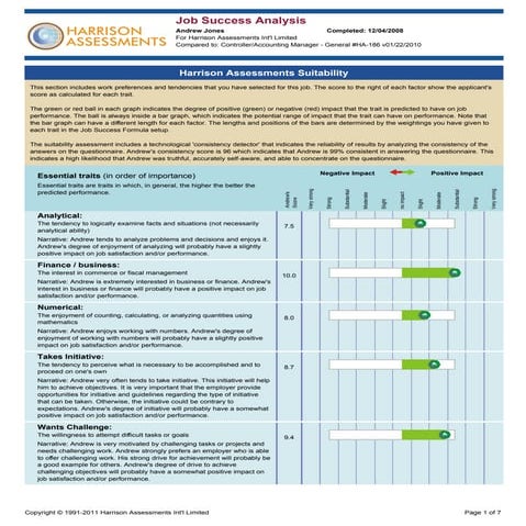 Harrison Assessments Sample Report Recruitment Package