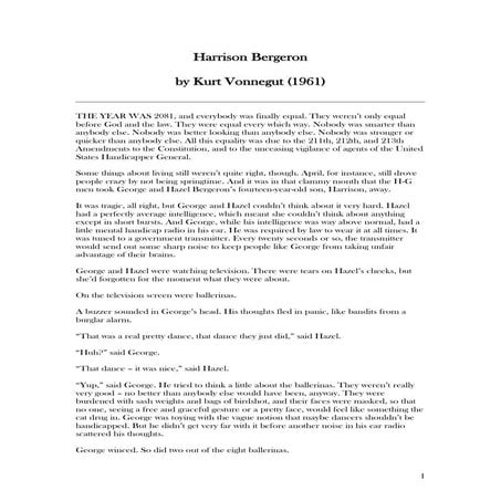 What is an important theme in the short story Harrison Bergeron | DOCX