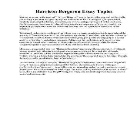 Harrison Bergeron Essay Topics. harrison bergeron analysis | PDF ...